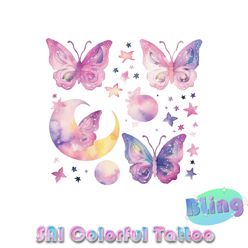 SAI COLORFUL TATTOO Bling Bling Waterproof Long Lasting Temporary Fake ...