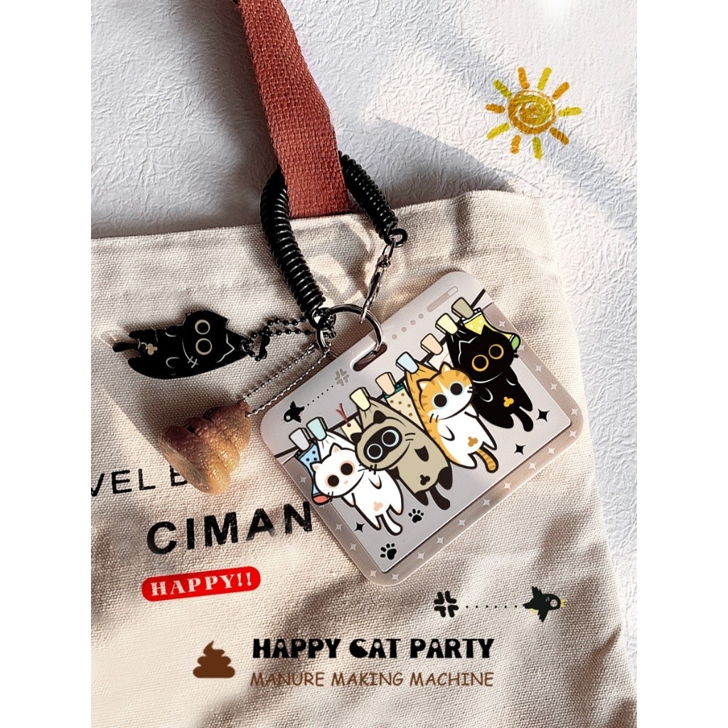 Cute Cat Card holder Set for Student Couples Meal Card Campus Card Bus ...