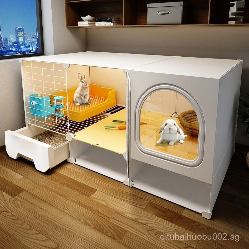 [Raised base]Rabbit Cage Home Large Villa Luxury Rabbit Nest Large Free ...