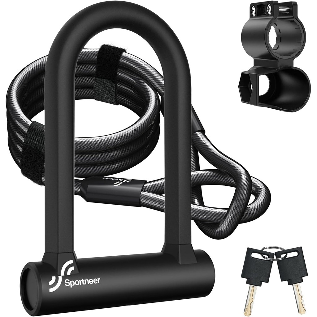Sportneer Bicycle lock:Heavy Duty Anti-Theft Bike U Type Lock,Belt 5 ...