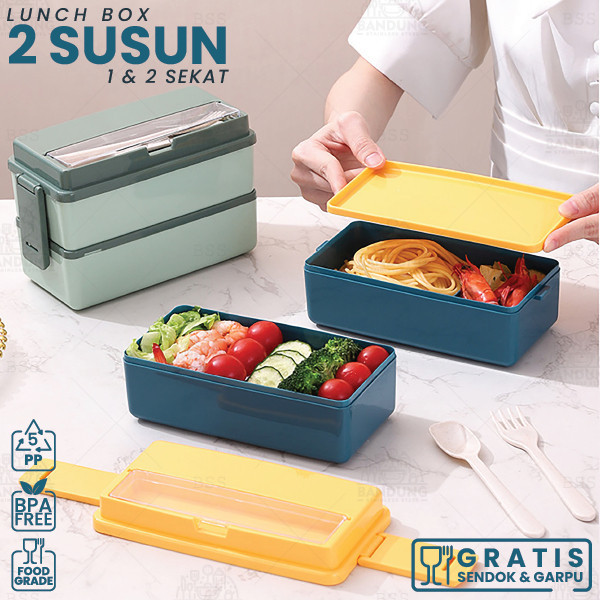 Lunch Box Rantang 2 Layers 1300ml Aesthetic Lunch Box for Children ...