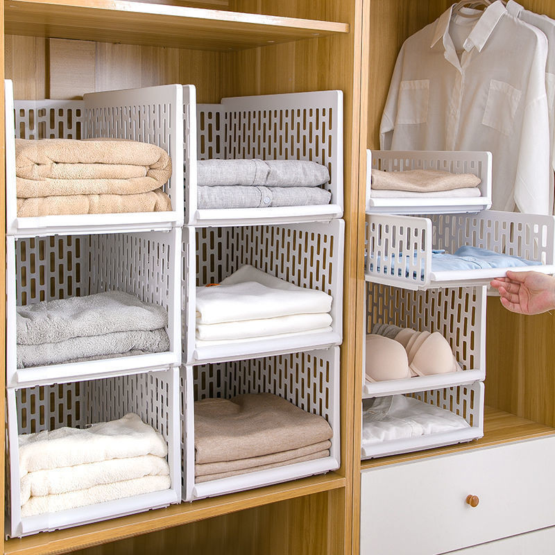 Wardrobe Storage Rack Multi-Layer Drawer Type Layered Partition Shelf ...