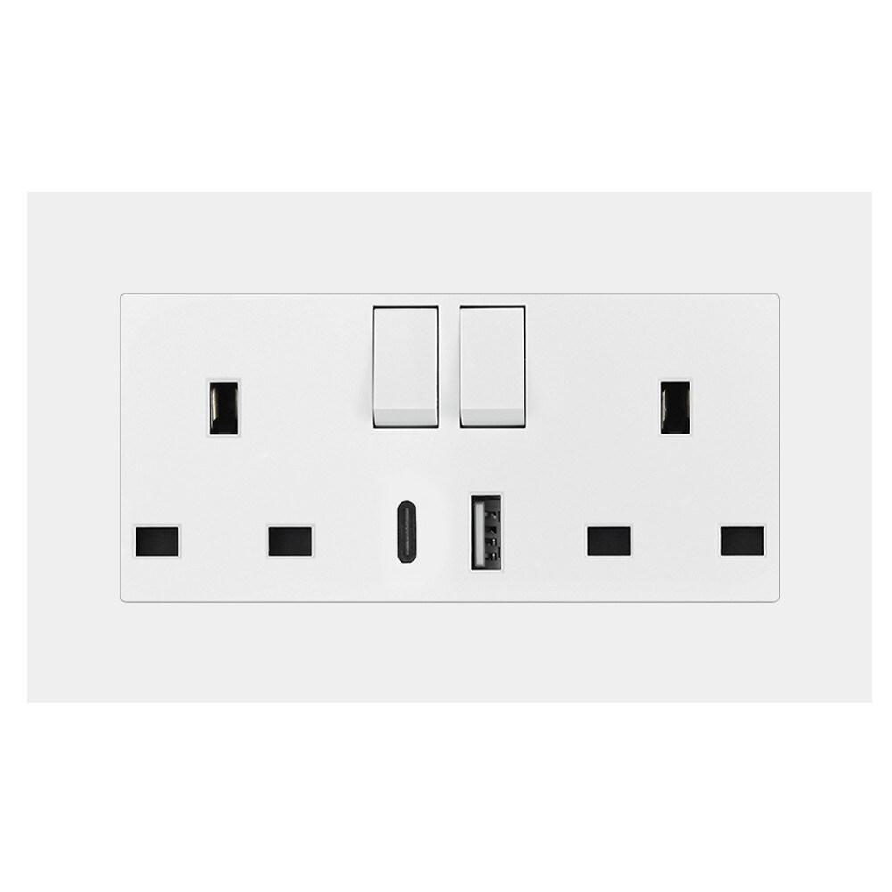 VISWE wall socket usb c wall socket double socket 3 pin socket 13amp ...