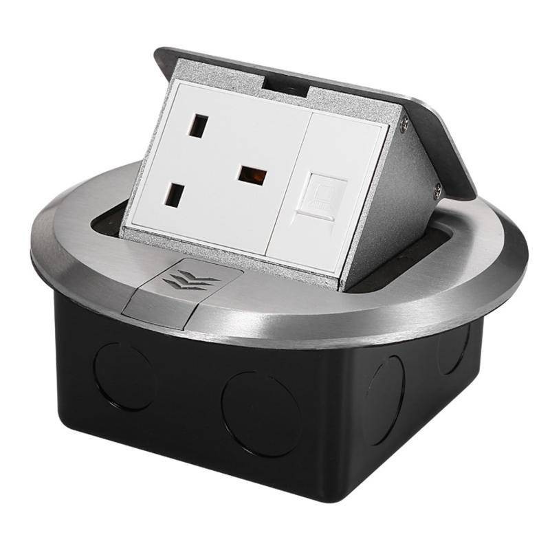 Factory Cross-Border Round Floor Socket Silver Aluminum Alloy Hidden ...