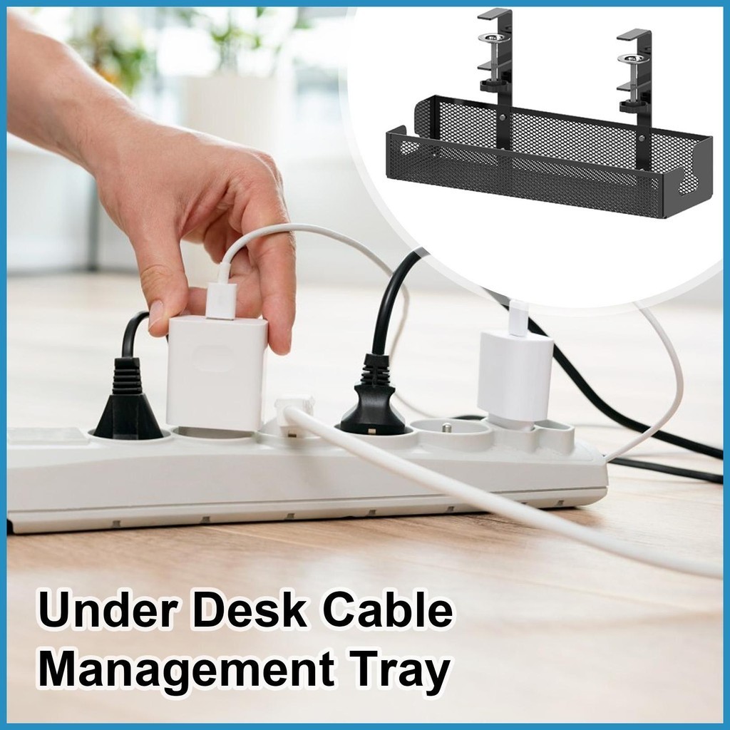 Wire Organizer Under Desk Desk Cable Box Metal Mesh Cable Management ...