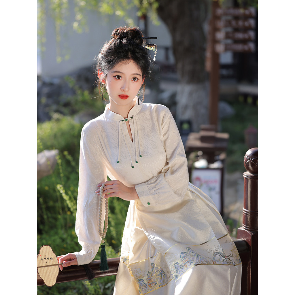 {Beige Thousand Miles River Mountain} New Chinese Retro Female Hanfu 04 ...