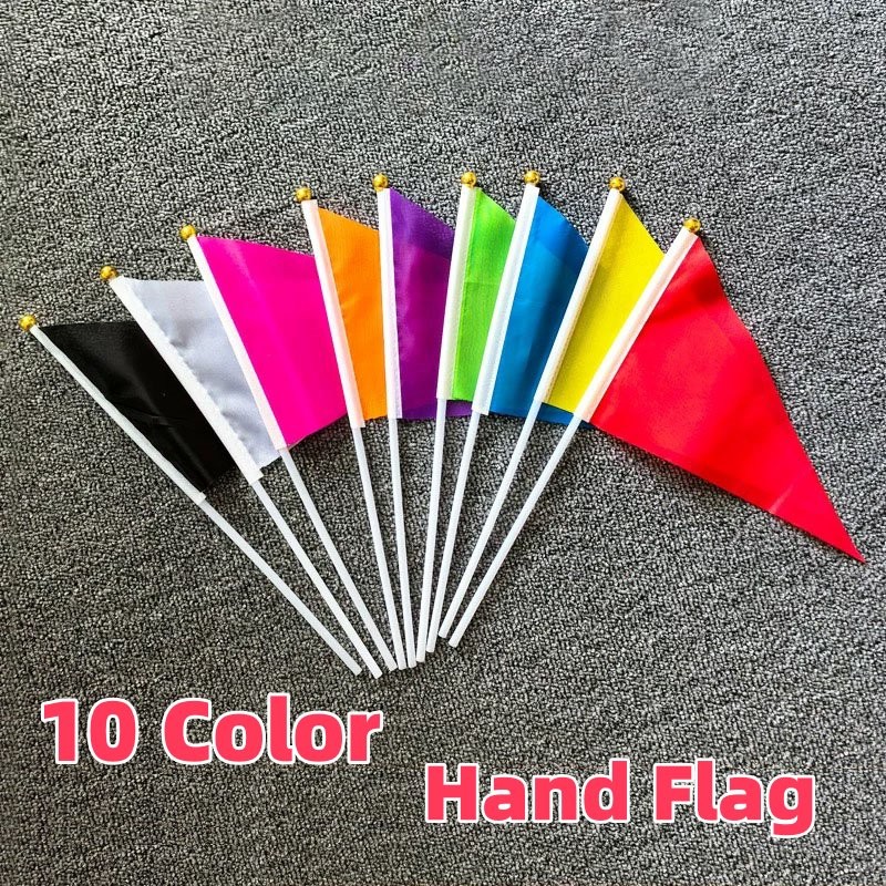 10 Colors Triangle Flags Small Solid Handheld Flag Blue,Black,Purple ...