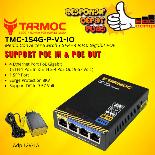 Tarmoc TMC-1S4G-P-V1-IO | Switch 4 Port Gigabit POE + 1 SFP FO | Switch ...