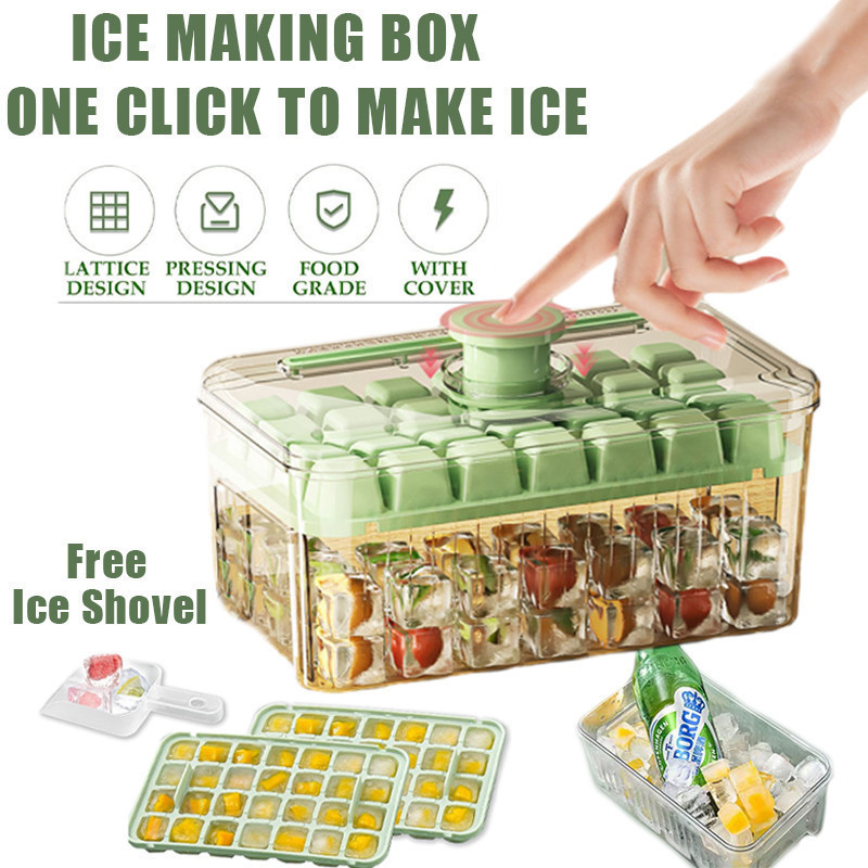 56 Grid Press Type Ice Cube Mold Ice Box Home Double Layer Ice Cube ...