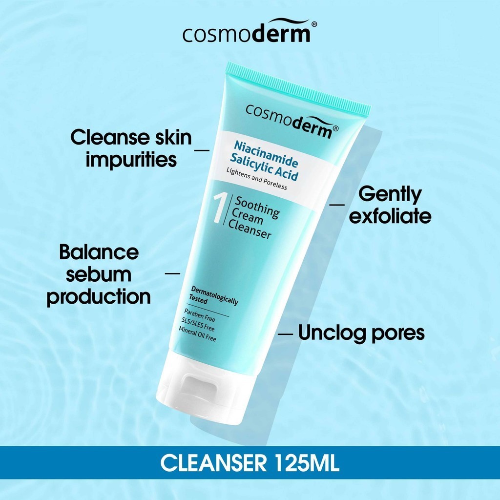 Cosmoderm Niacinamide Salicylic Acid Soothing Facial Cream Cleanser ...