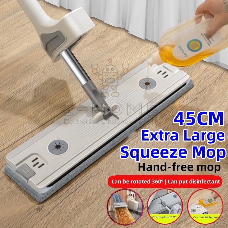 Flat Squeeze Mop 45cm Large Heavy Duty XL Size Mop Hands Free Self ...