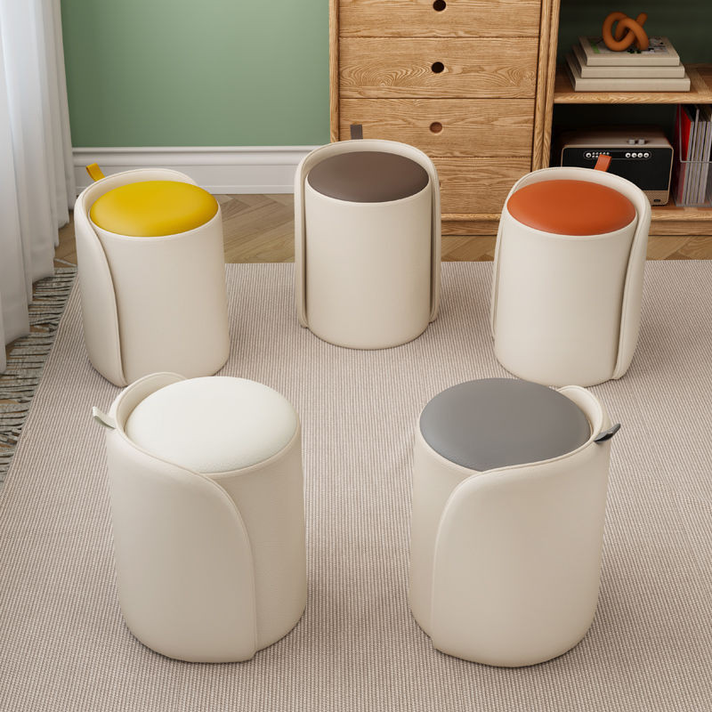 Rotatable Stool Shoe Bench Home Cosmetic Stool Bedroom Round Leather ...