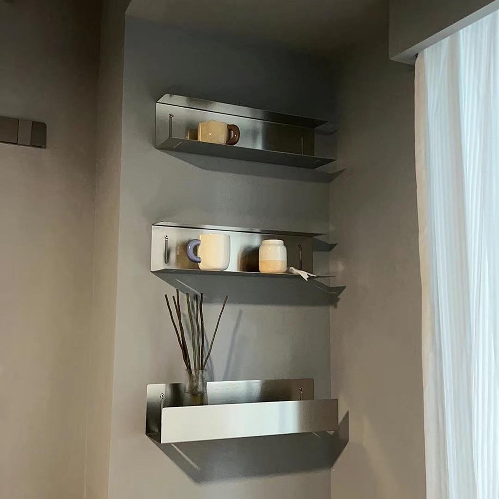 [48H Shipping] Living Room Stainless Steel Straight Shelf I-Shaped Wall ...