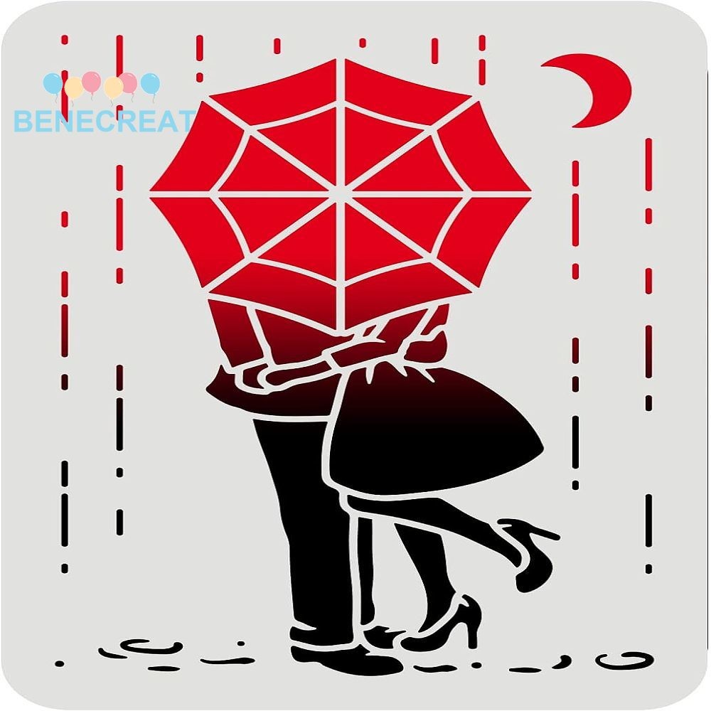 BENECREAT 1pc Couple Stencils 29.7x21cm Rainy Night Stencil Couple With ...