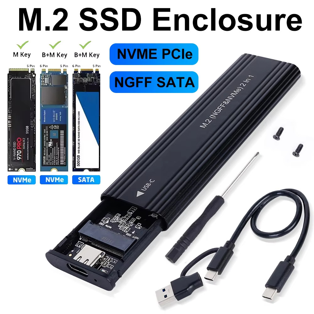 M2 SSD Case NVME SATA Dual Protocol M.2 to USB Type C SSD Enclosure Adapter NVME SATA SSD Disk ...