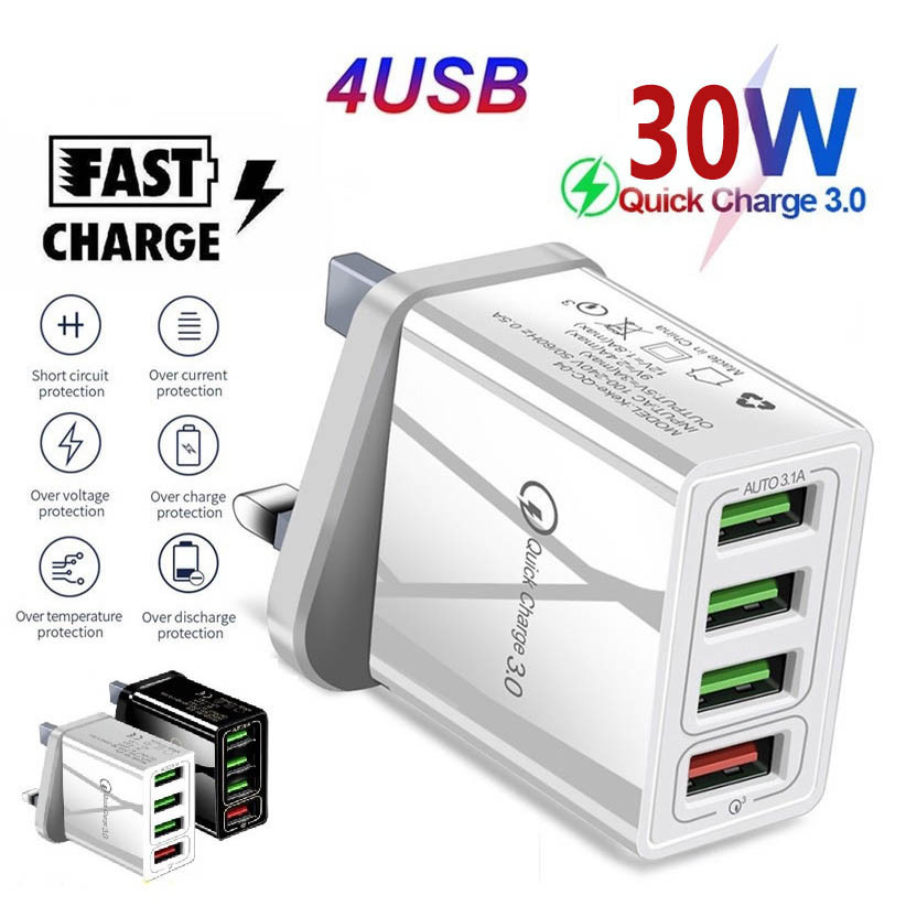 Fast Charger 4 Ports/3 Ports Smart USB Wall Charger QC3.0 Fast Charging ...