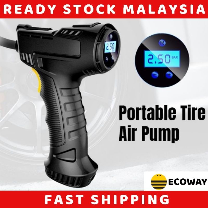Cordless Rechargeable Electric Pump Car Motorcycle Tyre Pump Portable Tire Inflator Pam Tayar Kereta Motorsikal Shopee Singapore