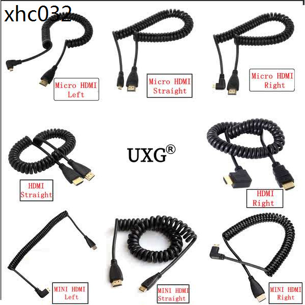 . HDMI to to Mini Micro HDMI SLR Camera Monitor 4K Spring Cable Short ...