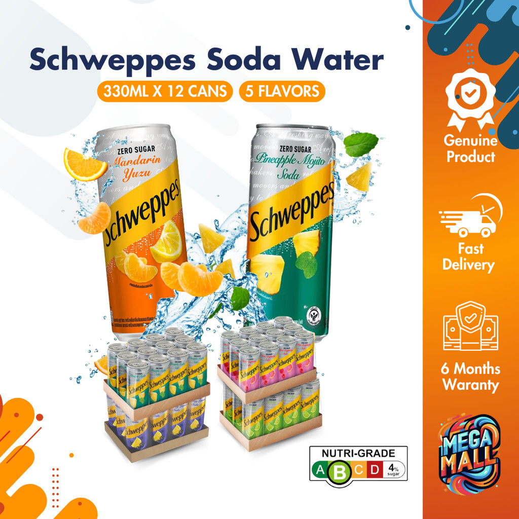 [Bundle of 12] Schweppes Zero-Sugar Soda Water Drink 330ml - Refreshing & Flavored | Shopee ...