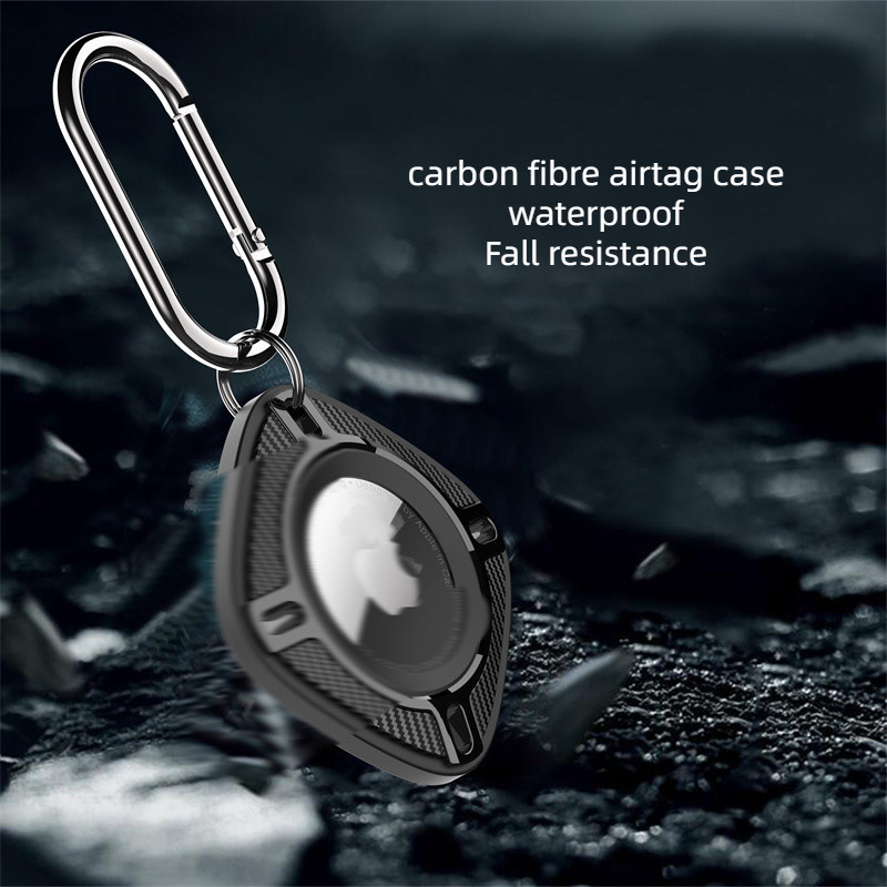 Square Carbon Fiber Airtag Holder Keychain Case,Compatible Apple Air ...
