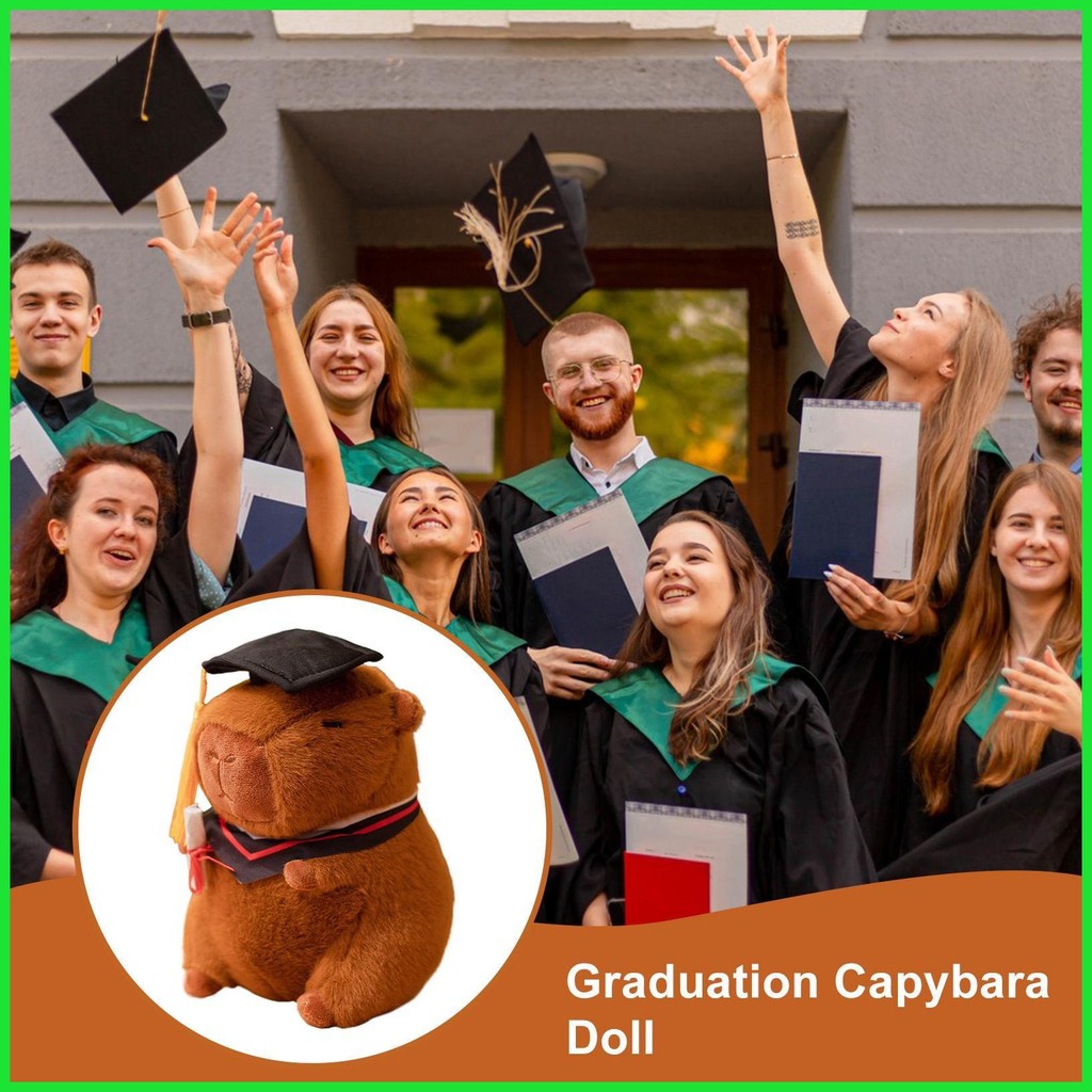 Capybara Plushie Capybara Plush Doll with Black Graduation Cap Soft ...