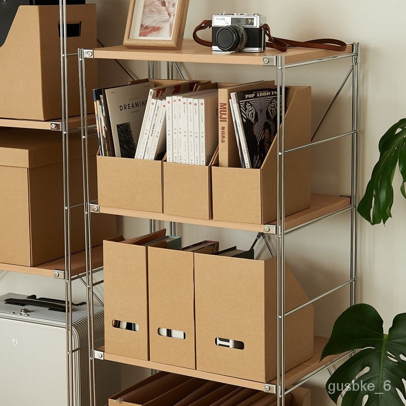 Kraft Paper Multi-Layer Drawer Simple Book Stand Boxes Office desk ...