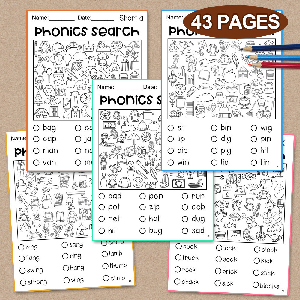 43 Pages Read and Find Phonics Search Educational English Workbook for ...