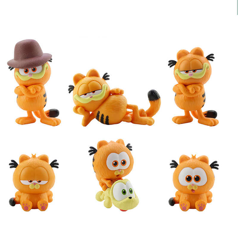 6 Piece The Garfield Movie Action Figure Garfield Bucket Toys ...
