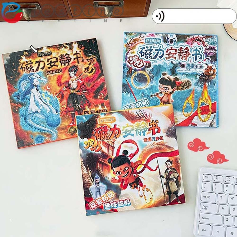 JESTINE Nezha Magnetic Quiet Book, Handmade Cartoon Ne Zha Soft ...