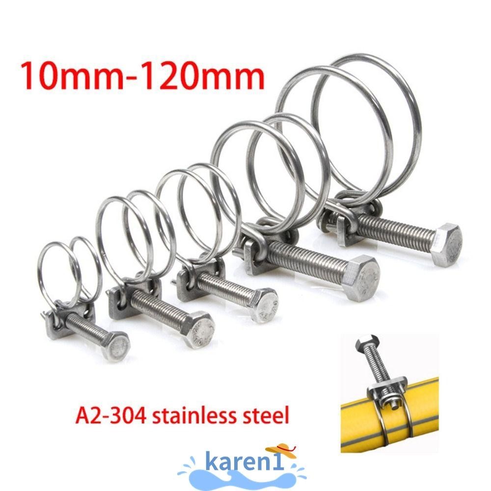 KA 1Pc Hose Clamp, Double Wire Throat Hoop Pipe Clip, Adjustable ...