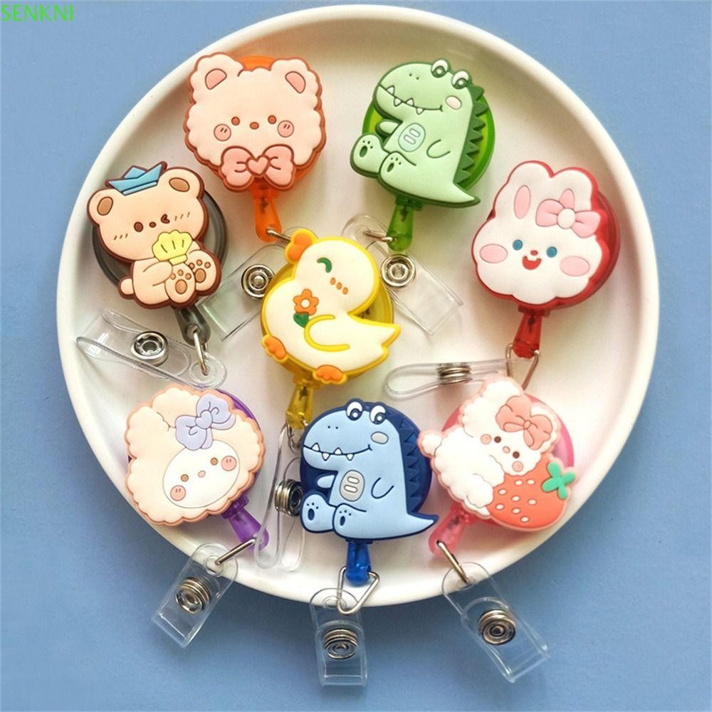 SENKNI Nurse Badge Reel, Cartoon Animals Dinosaur Retractable Badge ...