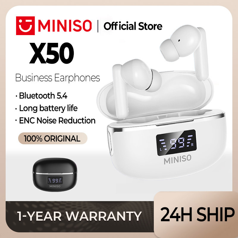 MINISO X50TWS Wireless Earphone Bluetooth 5.4 Headset With Mic Touch ...