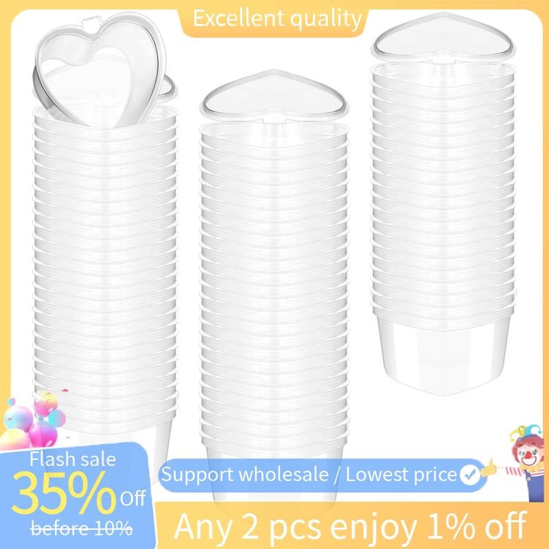 In -100 Pcs 2.4 Oz Valentine'S Day Heart Shaped Containers Plastic Box ...