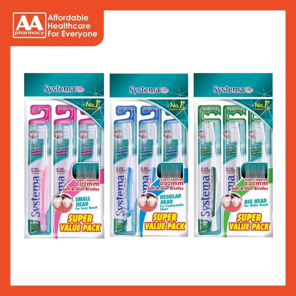 Systema Toothbrush Valuepack (3 pcs) (Compact/Comfort/Full Head ...