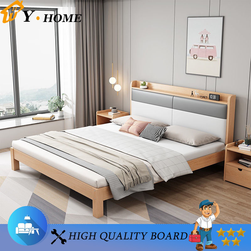 AAR Bed Frame With Drawer Solid Wood Pull Out Bed Frame 2m Double Bed 1 ...