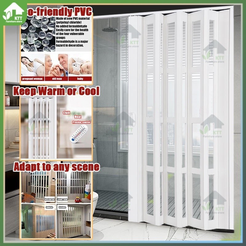 Customized PVC Folding Door Sliding Door Pintu bilik air Partition ...