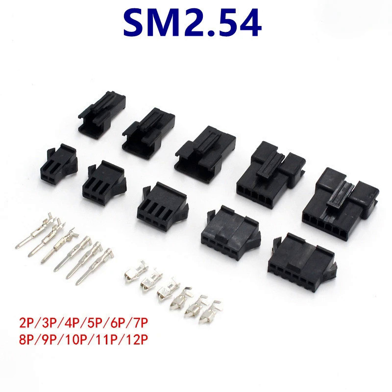 20Set SM Connector Plug Pitch 2.54MM Female and Male Housing + Terminals Set SM-2P SM-2R JST SM2 ...
