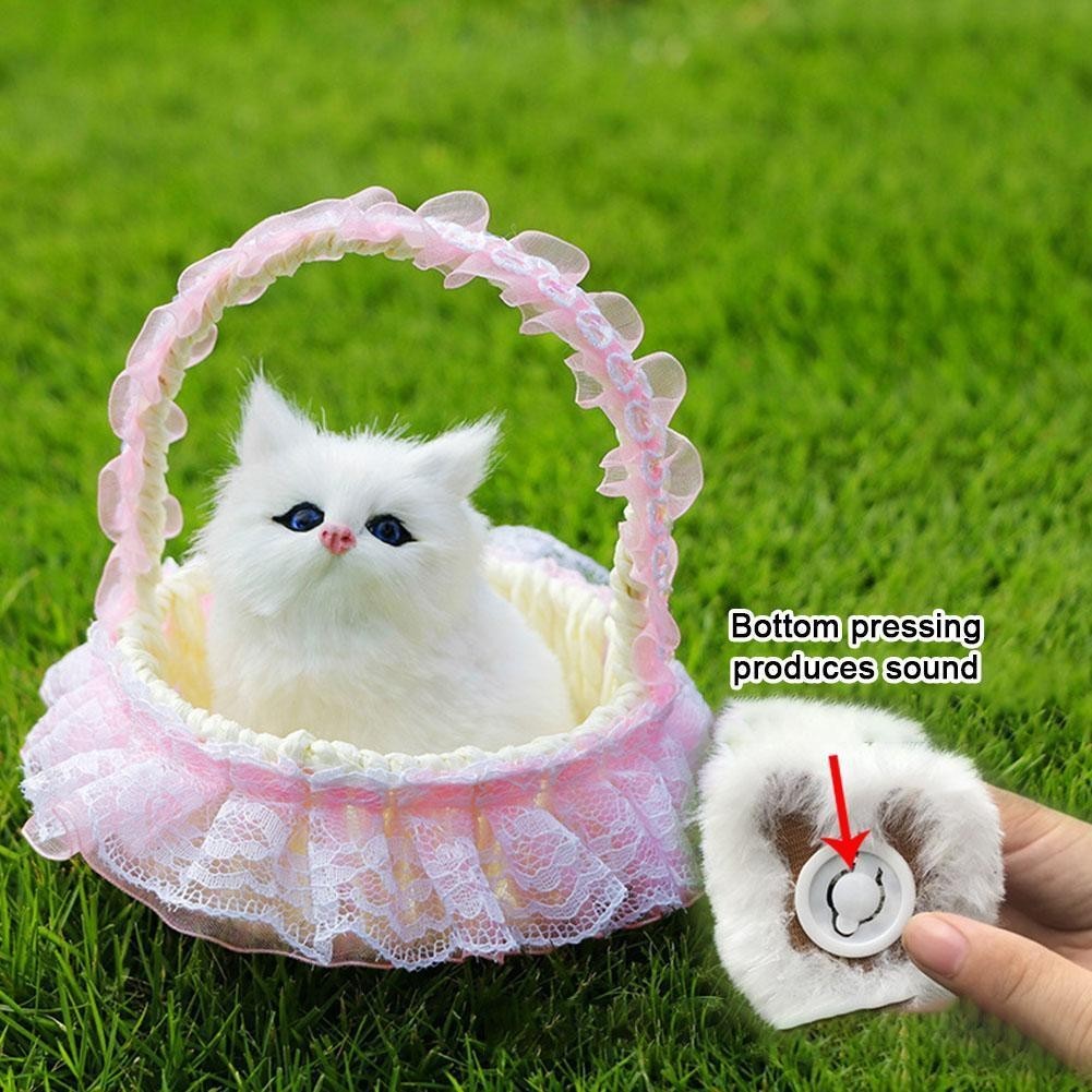 Cute Cat Doll Simulation Flower Basket Sitting Kitten In Car Adorable ...