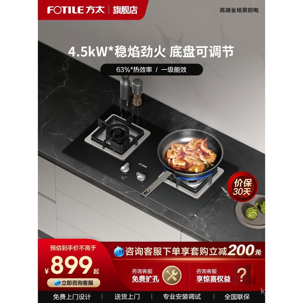 FOTILE Gas Stove02-TH33B Gas Stove Double Burner Household High Flame ...