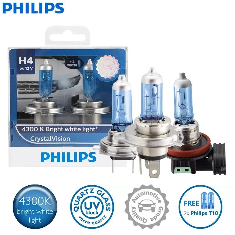 2X Philips H1 H4 H7 H11 HB3 HB4 9005 9006 12V Crystal Vision 4300K ...