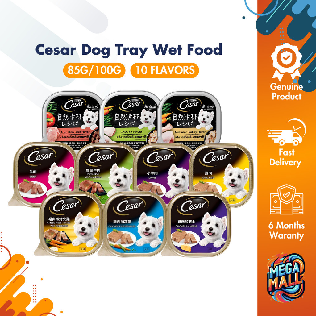 Cesar Dog Tray Wet Food 85g 100g Beef Lamb Chicken Roast Turkey ...