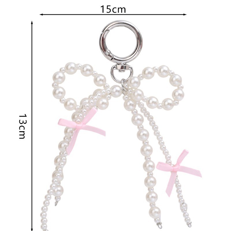 1 PC Pearl Bow Shaped Keychain - Girls Sweet Bowknot Ribbon Keyrings ...