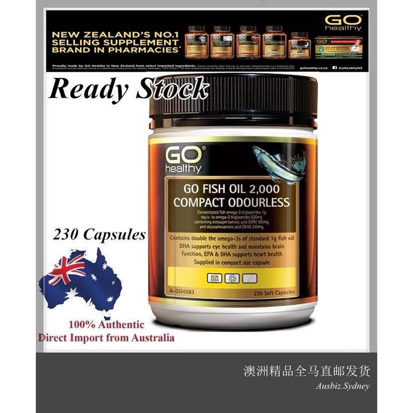 Go Healthy Go Fish Oil Odourless 2000mg 230 Capsules ( Made in New ...