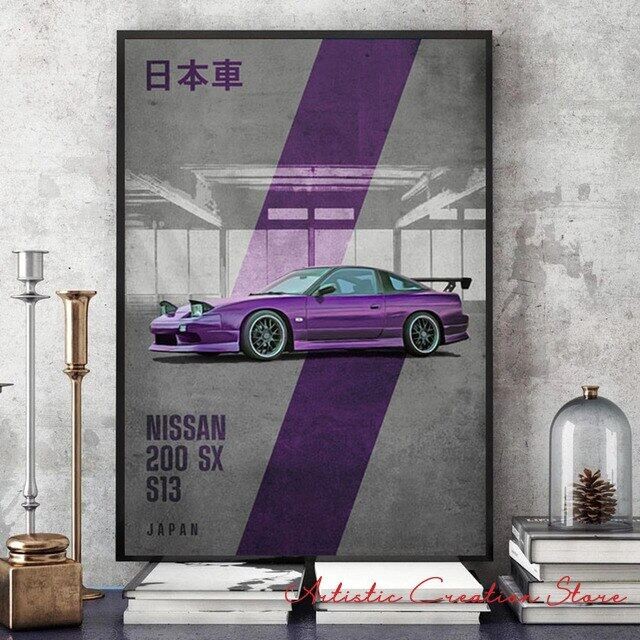 Aisle Poster Japan Car Honda S2000 JDM Mazda RX7 Poster Nissan 200SX ...