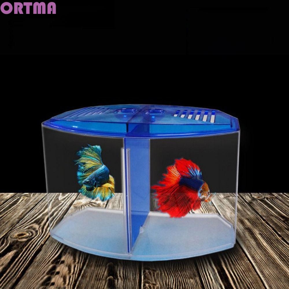 ORTMA Betta Fish Tank, Transparent Single/Double Grid Double-grid Betta ...