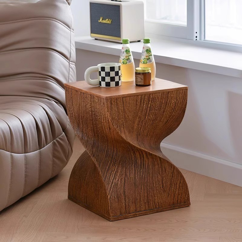 Living Room Sofa Side Table Wood Grain Coffee Table Bedroom Bedside ...