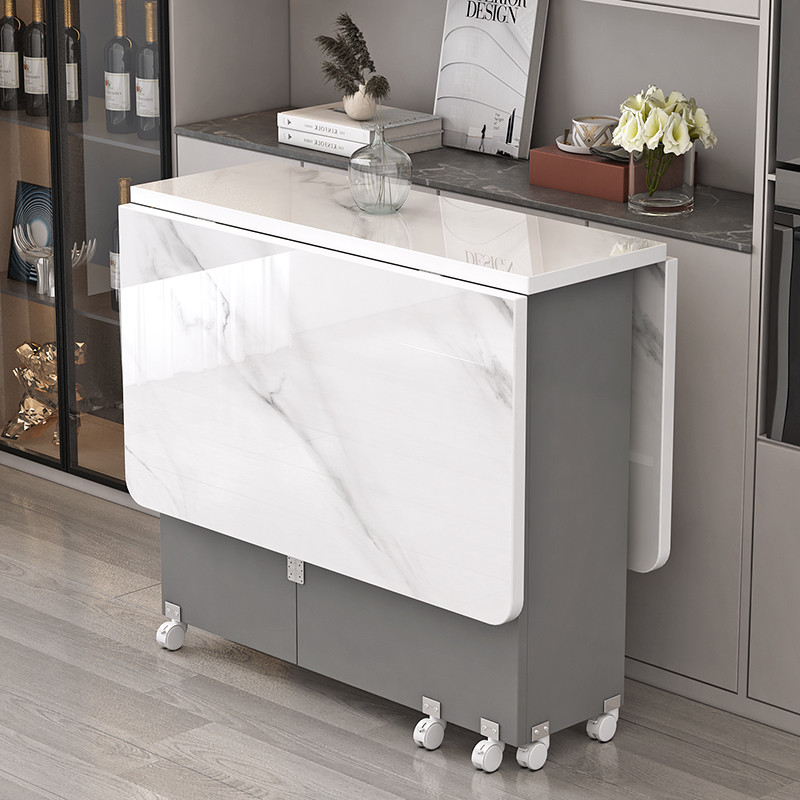 Simple Round Folding Dining Table for Small Apartments, Movable with Wheels, Rectangular ...