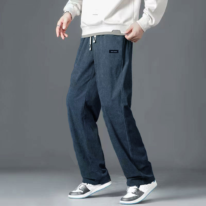 M-4XL Plain Pants Men Summer Straight Leg Long Pants Casual Plus Size ...