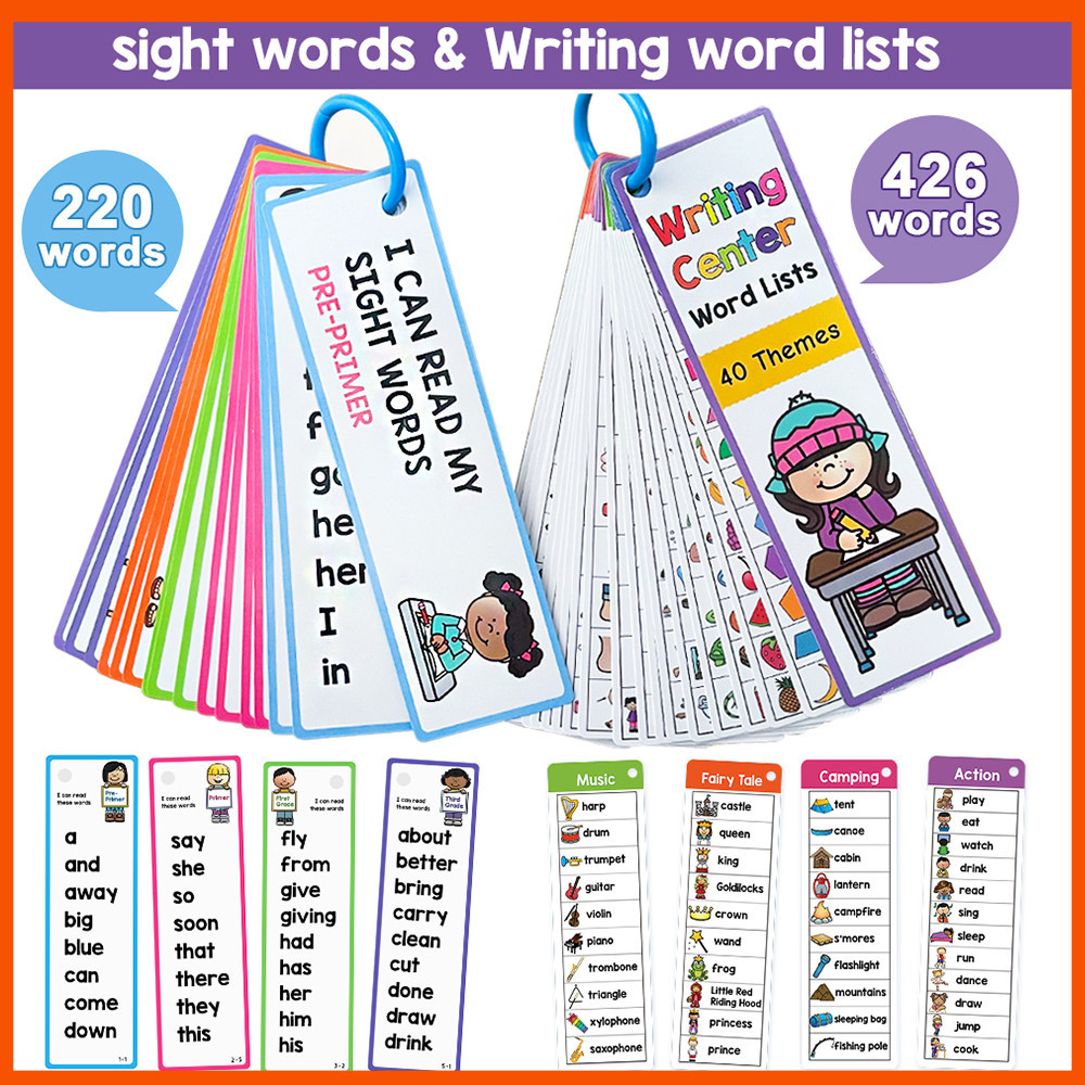 220 Sight Words & Writing Word Lists Flashcards, High-frequency English ...