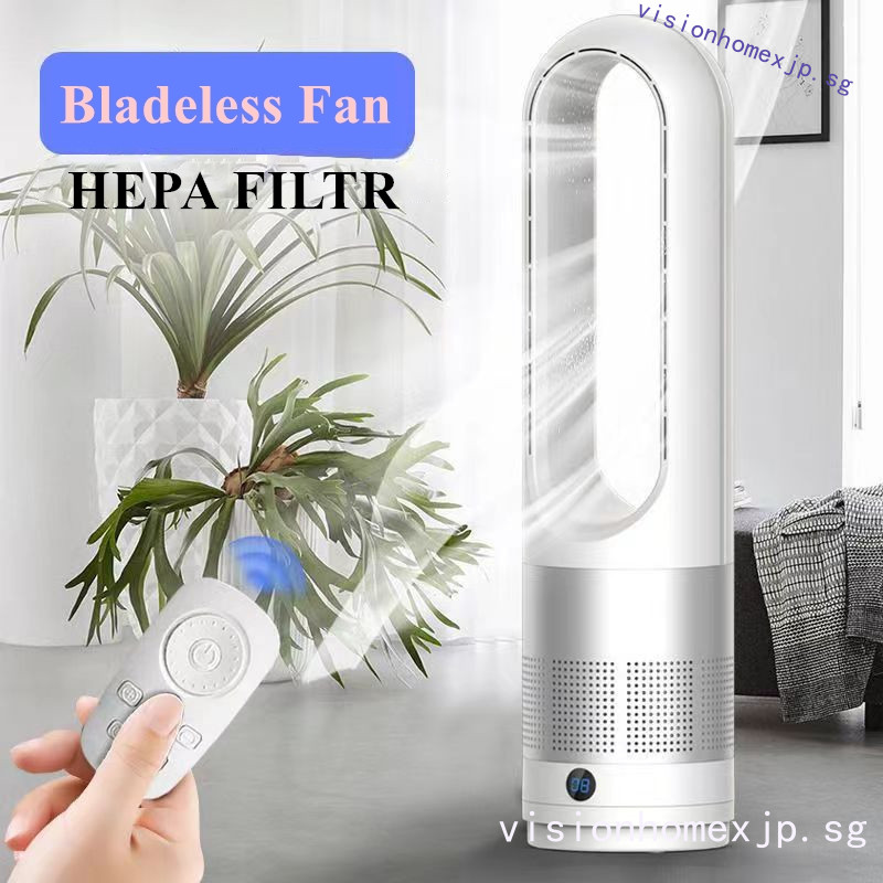 Bladeless Purifier Fan With HEPA Filter Remote Control 8 Variable Speed ...